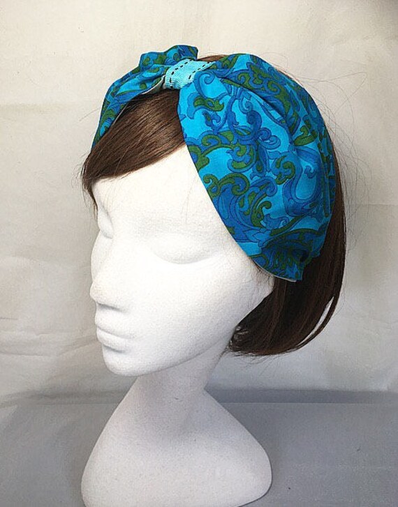 Blue Hair Band Chemo Band Teal Headscarf Vintage Scarf - Etsy
