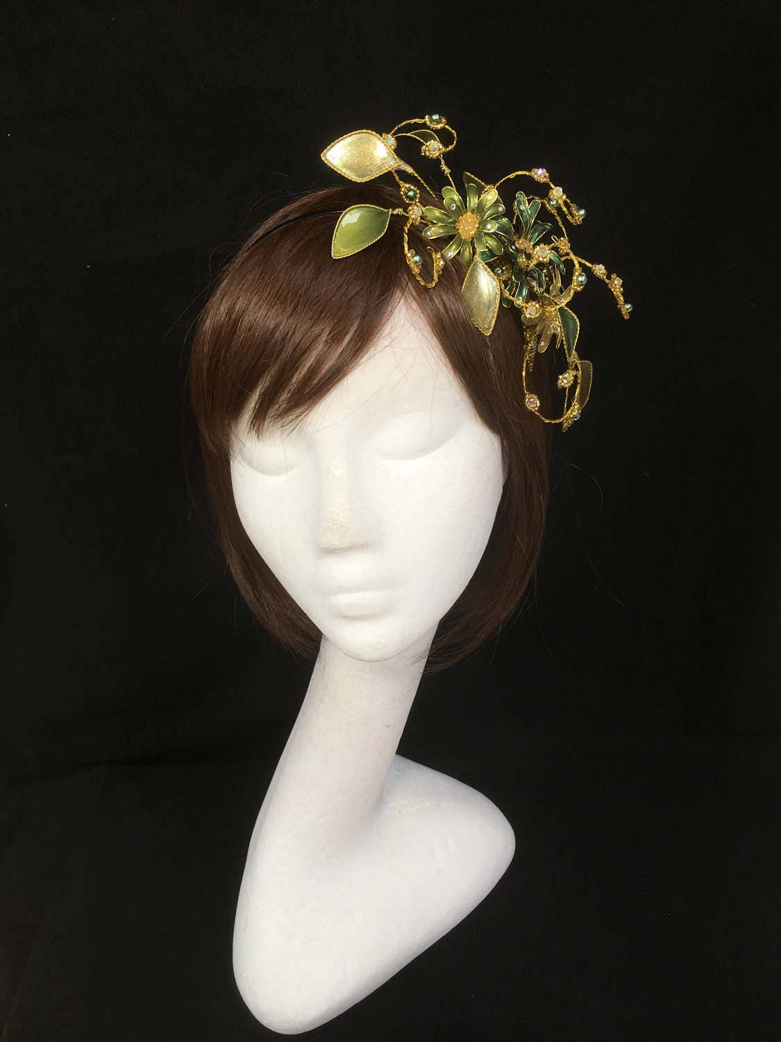 Green fascinator Summer tiara Flower fascinator Wedding | Etsy