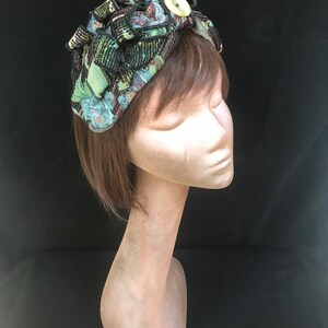 Floral Half Turban, Green Blue Turban, Alice Band, 1940s Turban ...