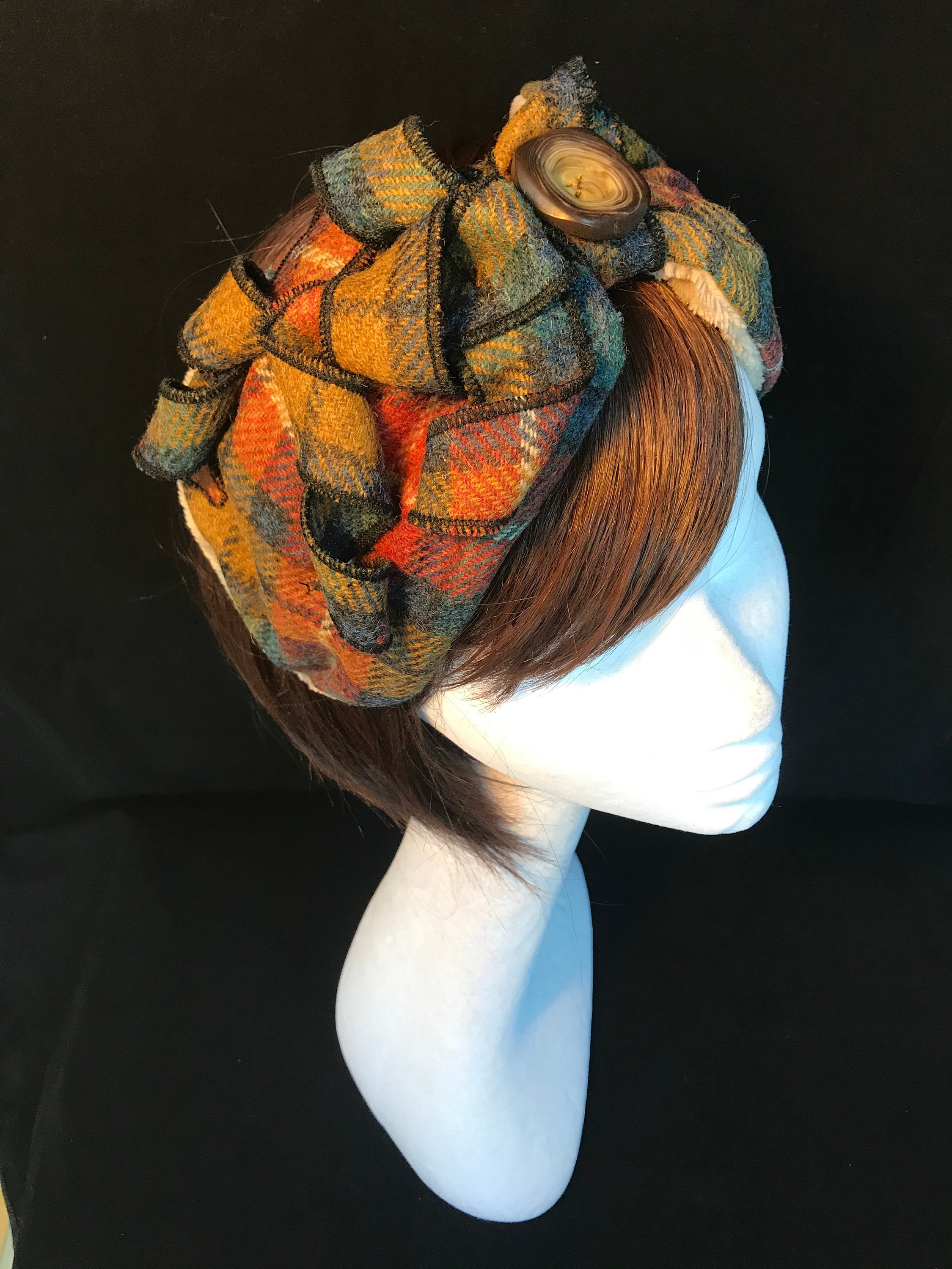 Tartan half turban tartan turban alice band landgirl scarf | Etsy