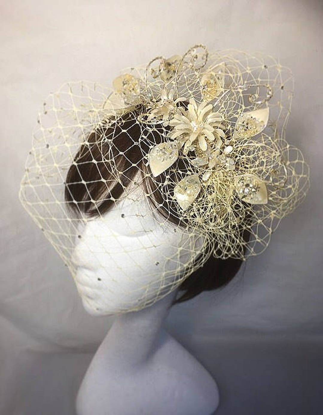 Cream Fascinator, Gold Silver Fascinator, Mother of the Bride, Bespoke ...