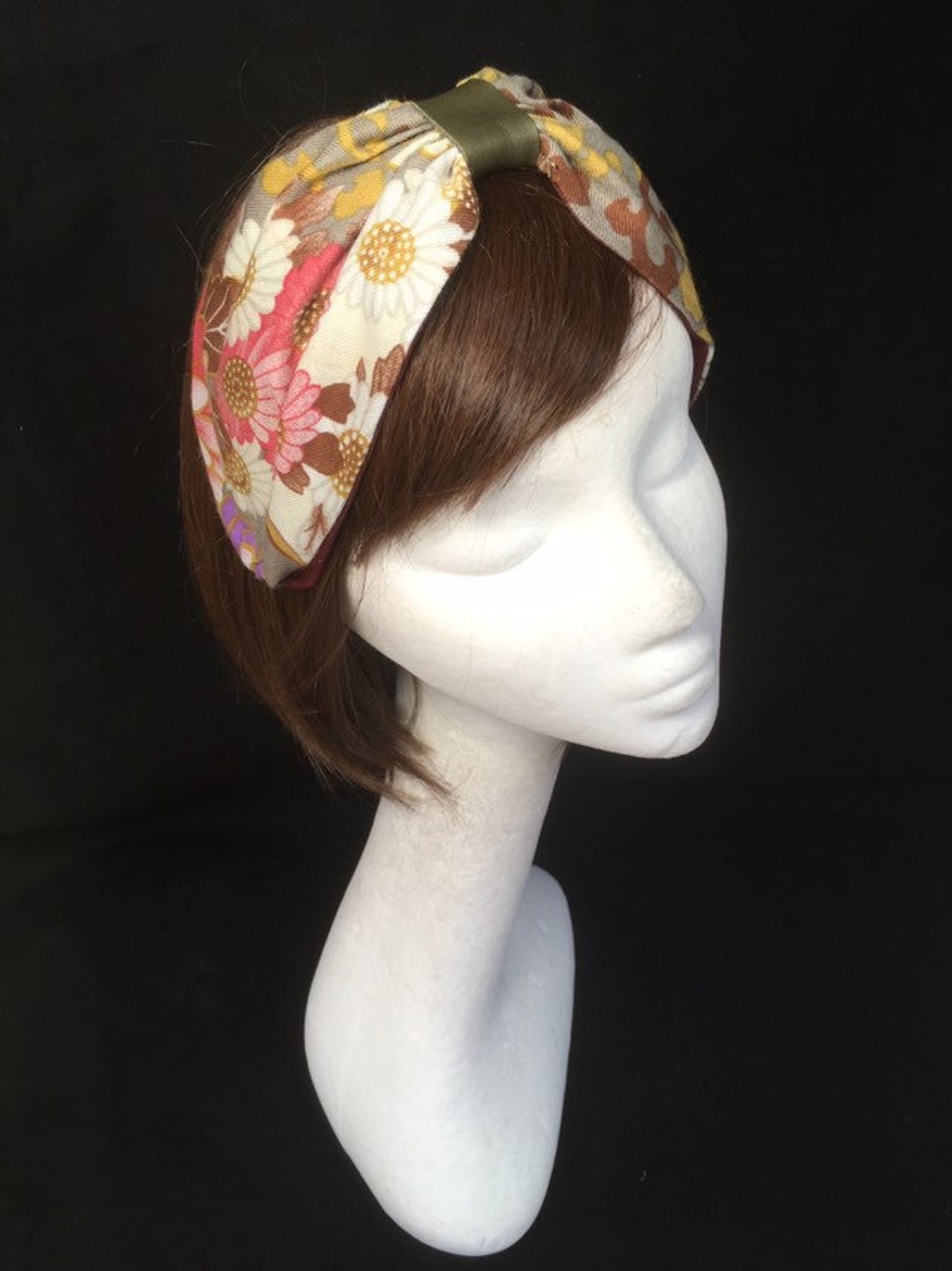 Vintage Floral Turban, Flower Print Headscarf, Vintage Scarf , Alice ...