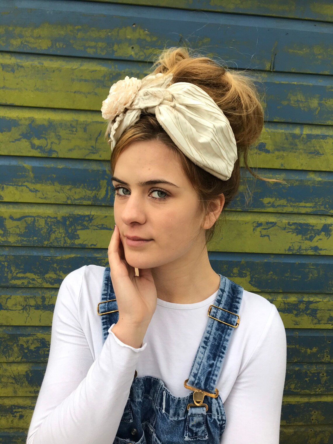 Cream floral turban band bridal half turban Turban 1940s | Etsy