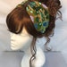 Green Retro Print Turban, Headscarf, Vintage Hairband, Flower Print ...