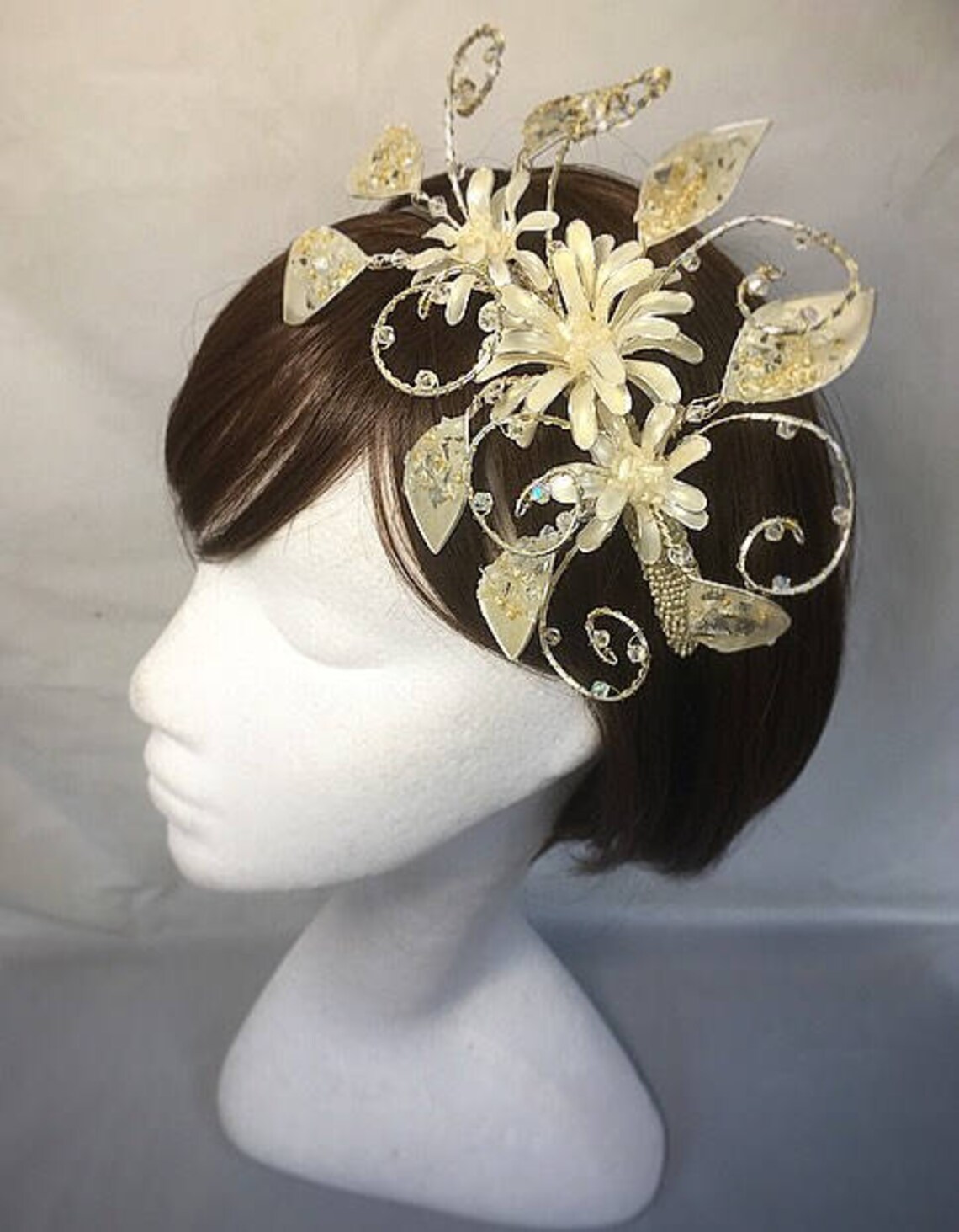 Cream Fascinator Gold Silver Fascinator Mother of the Bride - Etsy