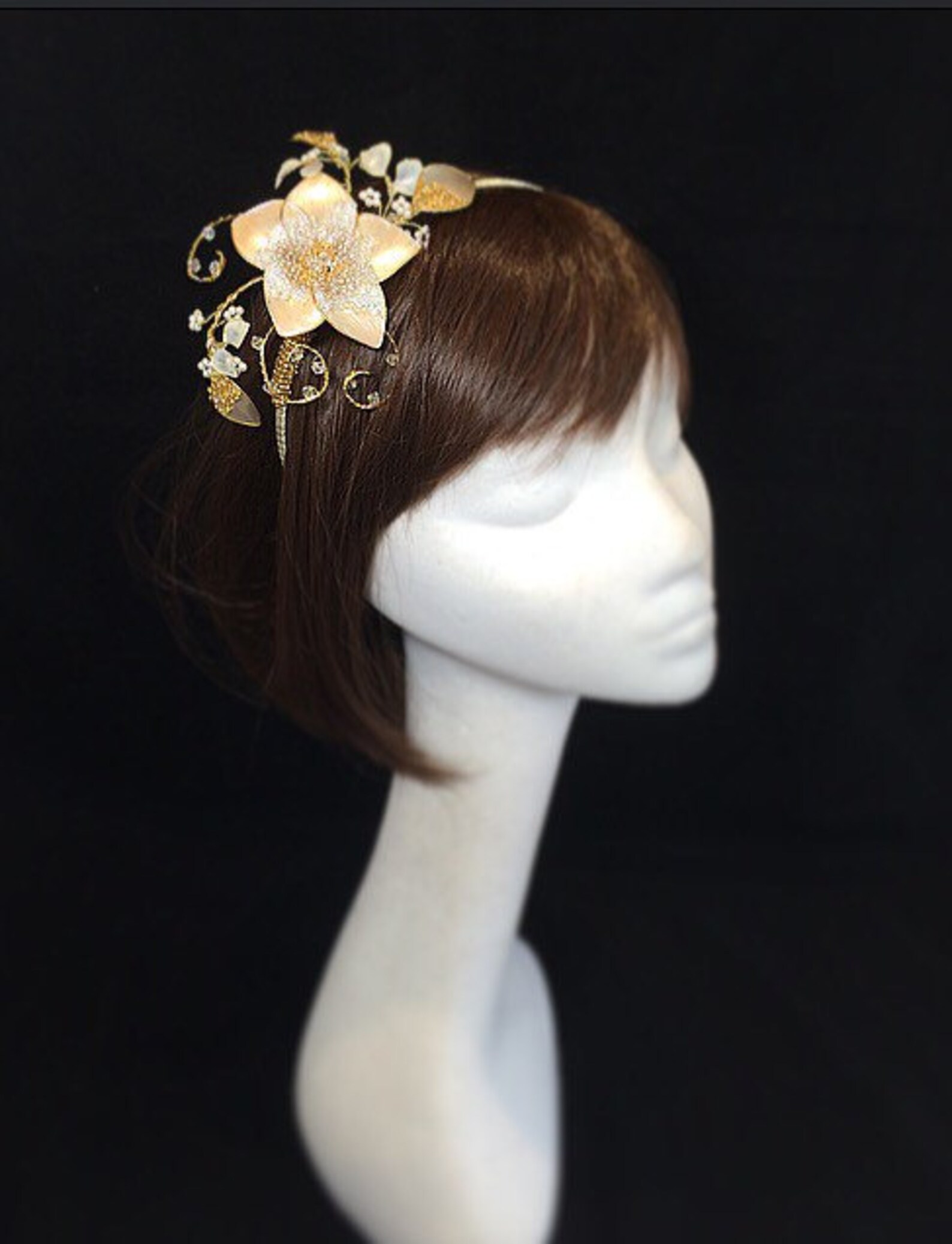 Peach Fascinator Bridesmaid Tiara UK Tiara Oyster Flower - Etsy