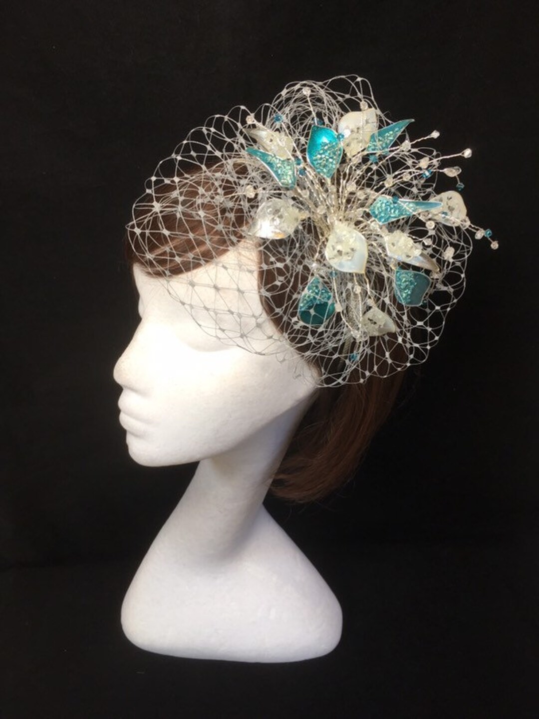 Teal and Silver Fascinator, Mother of the Bride, Summer Wedding ...