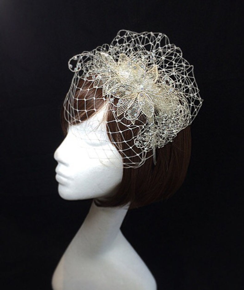 Silver Fascinator Veiled Tiara Unique Fascinatorsummer - Etsy
