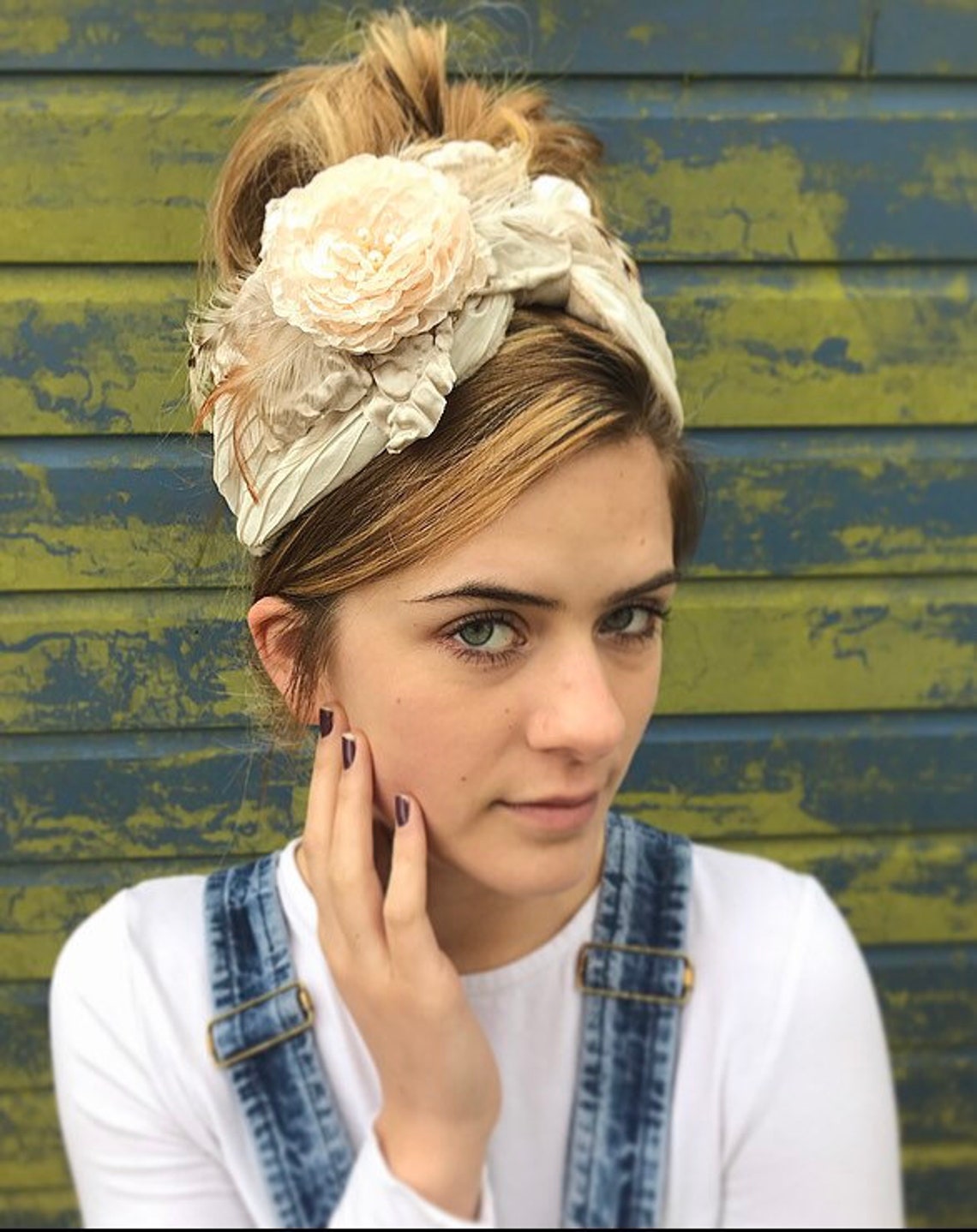 Cream Floral Turban Band Bridal Half Turban Turban 1940s - Etsy