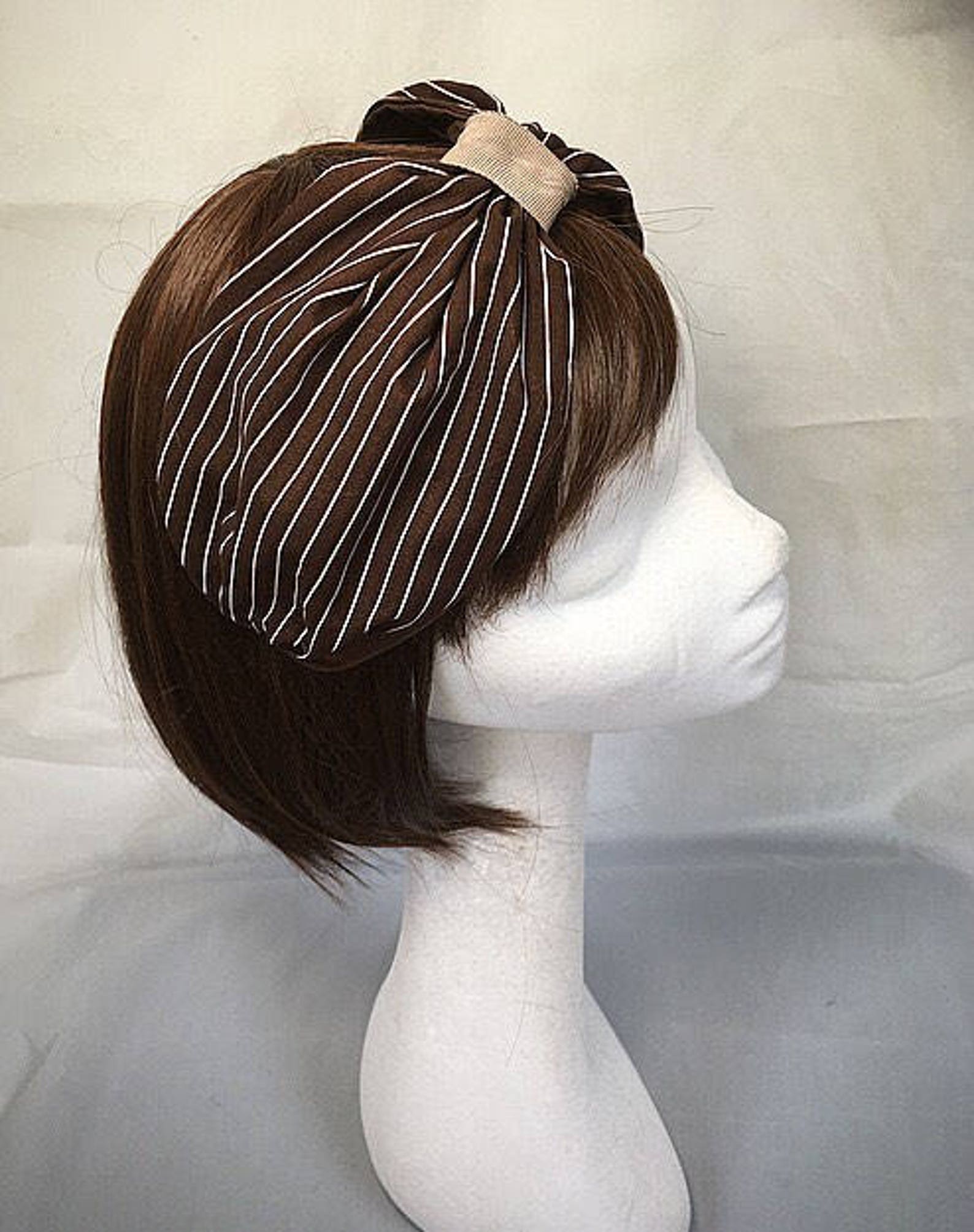 Striped Turban, Headscarf, Vintage Hairband, Brown Scarf, Headband ...