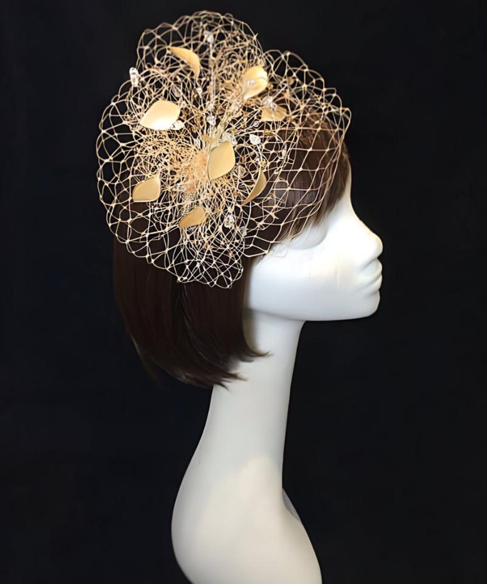 Peach Wedding Fascinator, Veiled Bridal Headpiece, Mother of Bride - Etsy