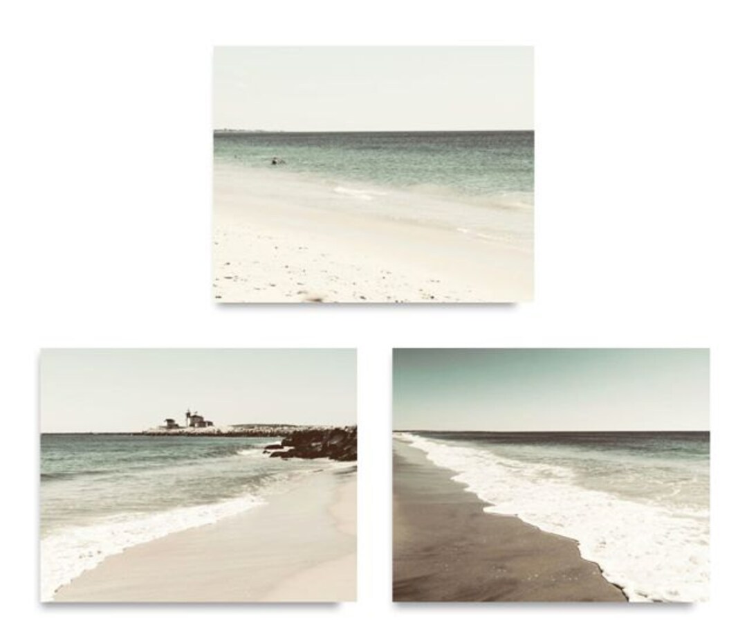 Set of 3 Beach Photographs Neutral Beach Beach Gallery Ocean Art ...