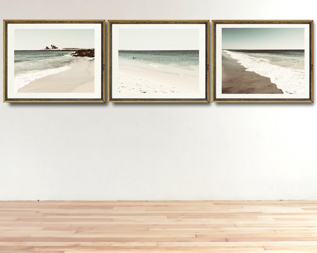 Set of 3 Beach Photographs - Neutral Beach - Beach Gallery - Ocean Art ...