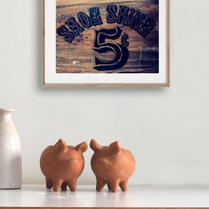 Sign Photograph - Vintage Americana 5cent Shoe Shine Box Sign ...