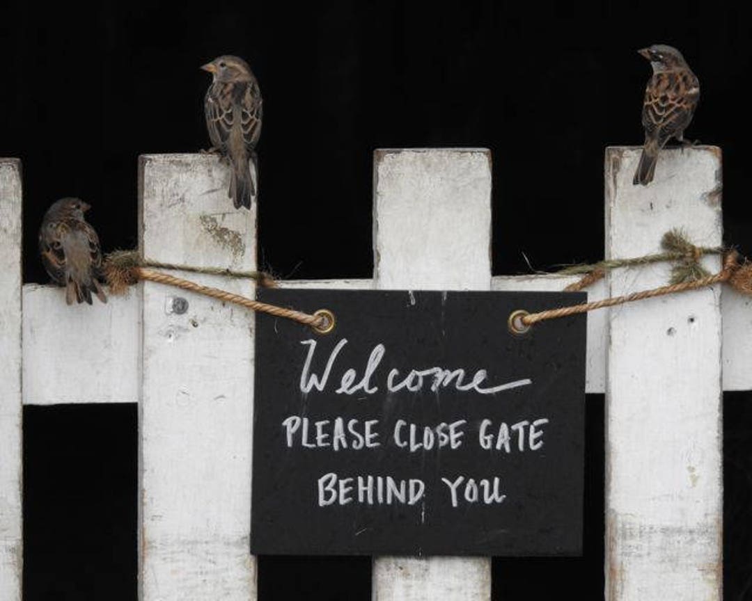 Gate Photograph Welcome Sign Happy Birds Barn Gate - Etsy