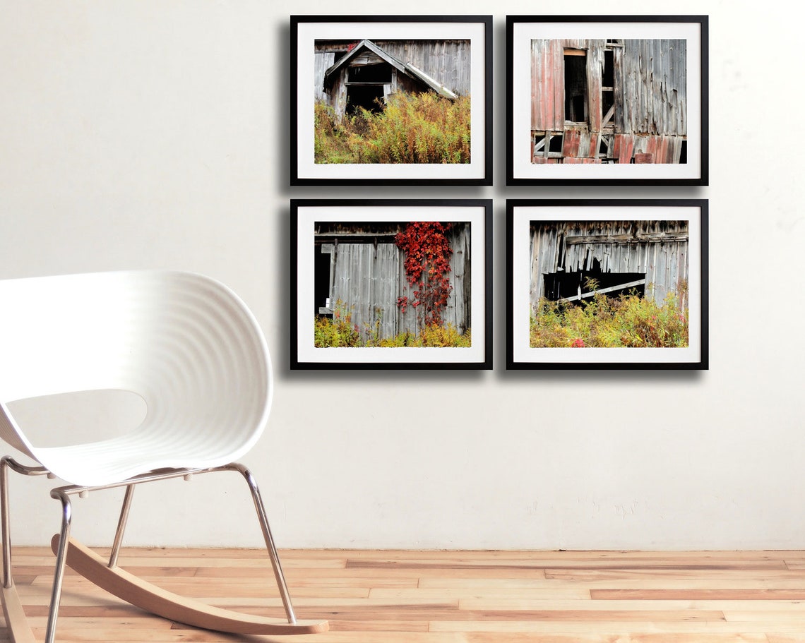 Rustic Barn Photograph Set of 4 Old Barn Photographs - Etsy