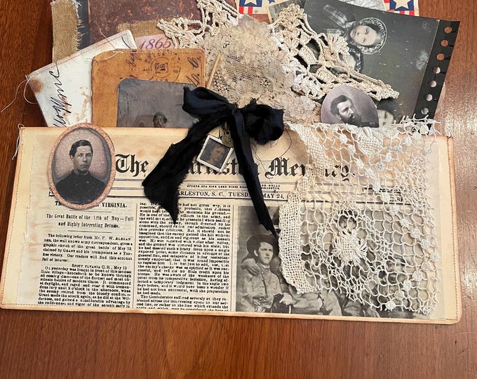 Civil War Themed Ephemera Holder Packed W/junk Journal, Civil War ...