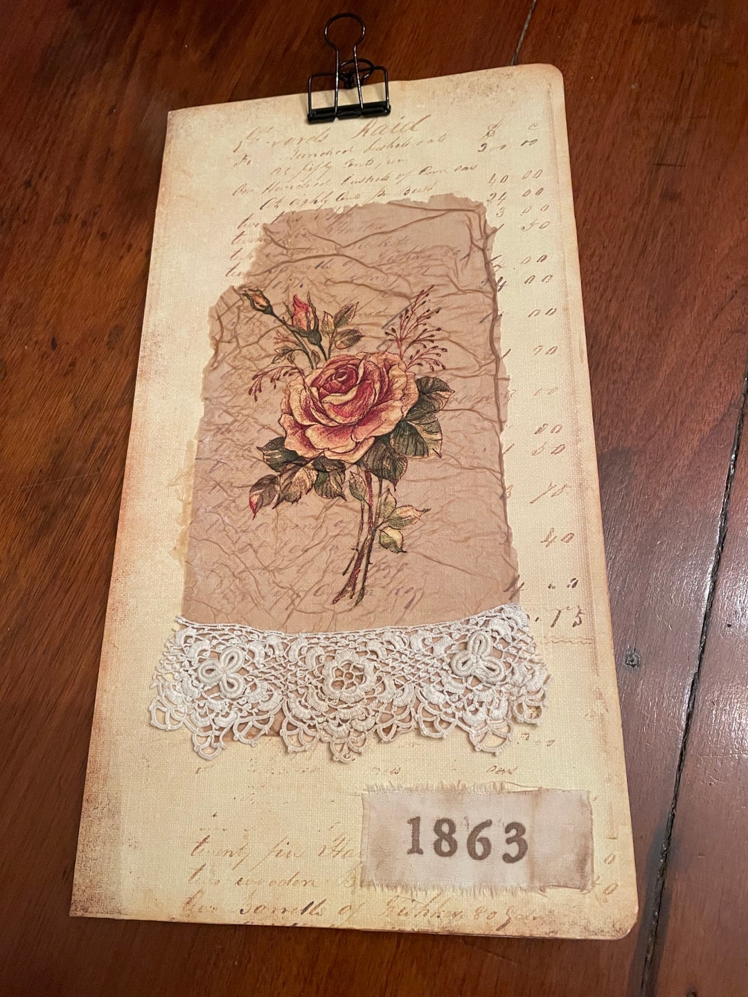 Vintage Looking Ledger Folder Holding Ephemera, Handmade Rice Paper on ...