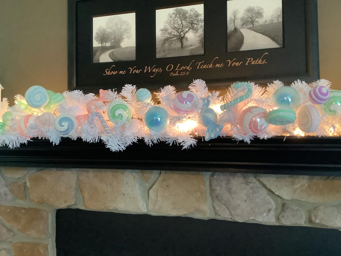 Pastel Christmas Candy Fireplace Mantle Garland - Etsy