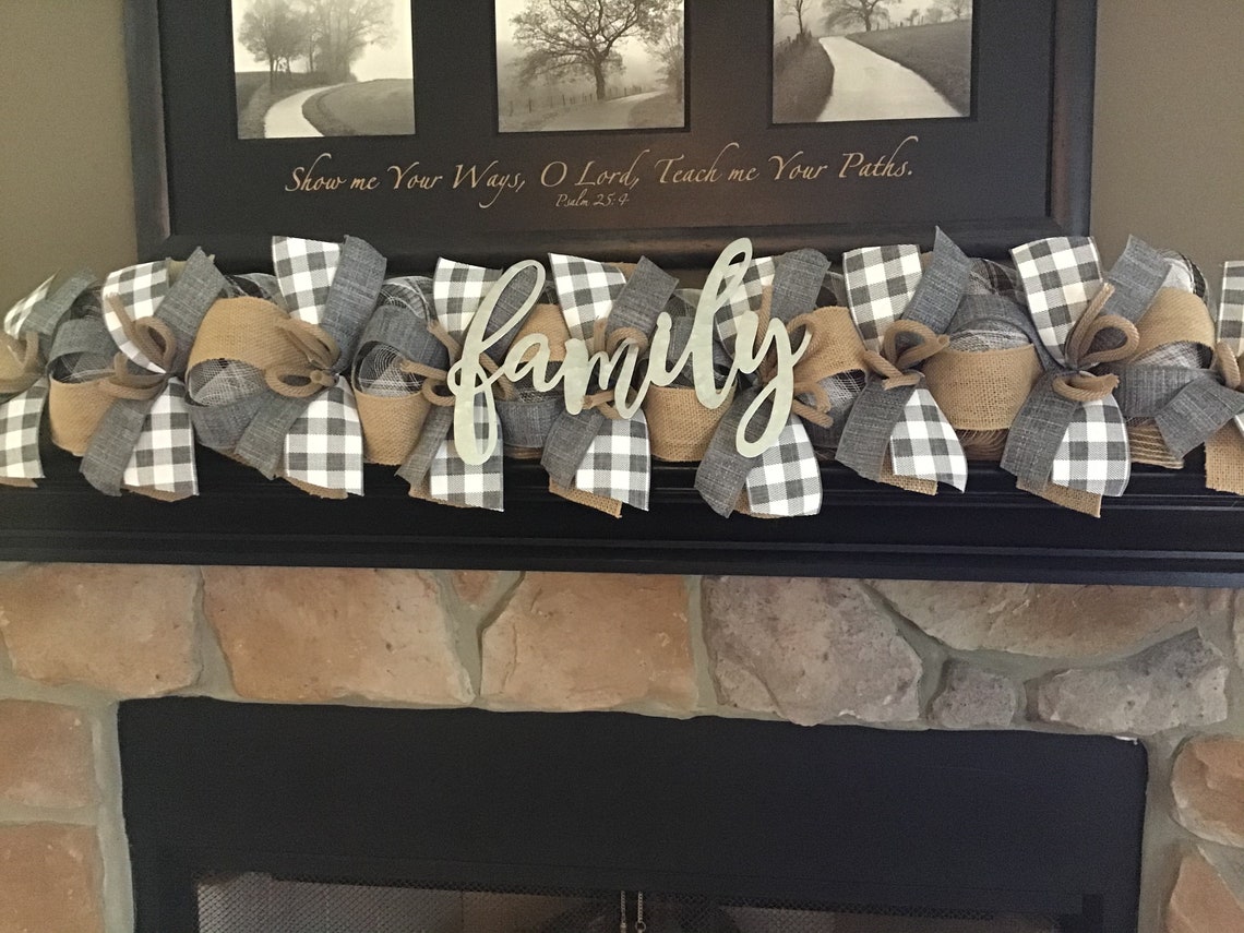 Farmhouse Decor Farmhouse Garland Buffalo Plaid Decor Gray - Etsy