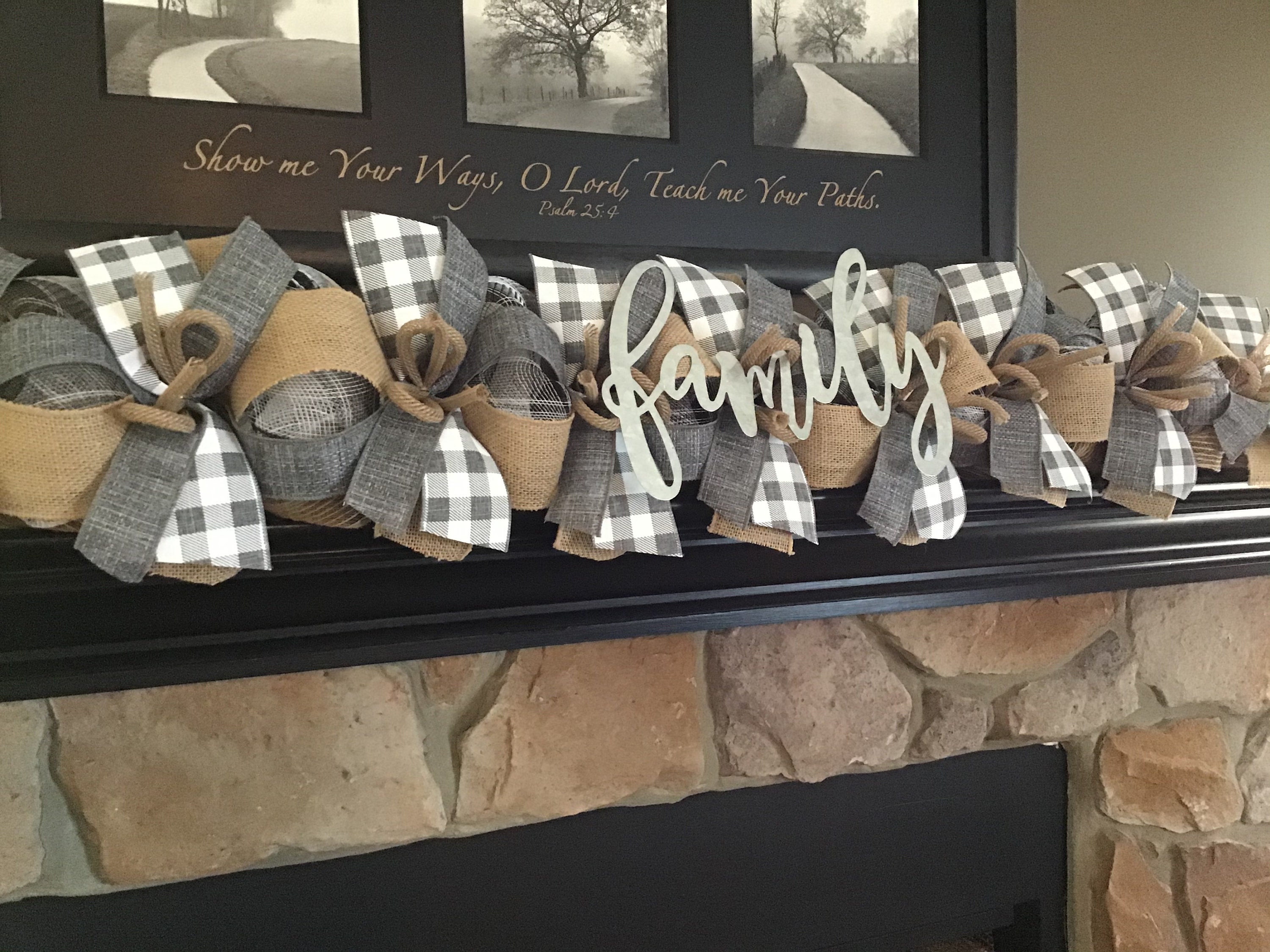 Farmhouse Decor Farmhouse Garland Buffalo Plaid Decor Gray - Etsy