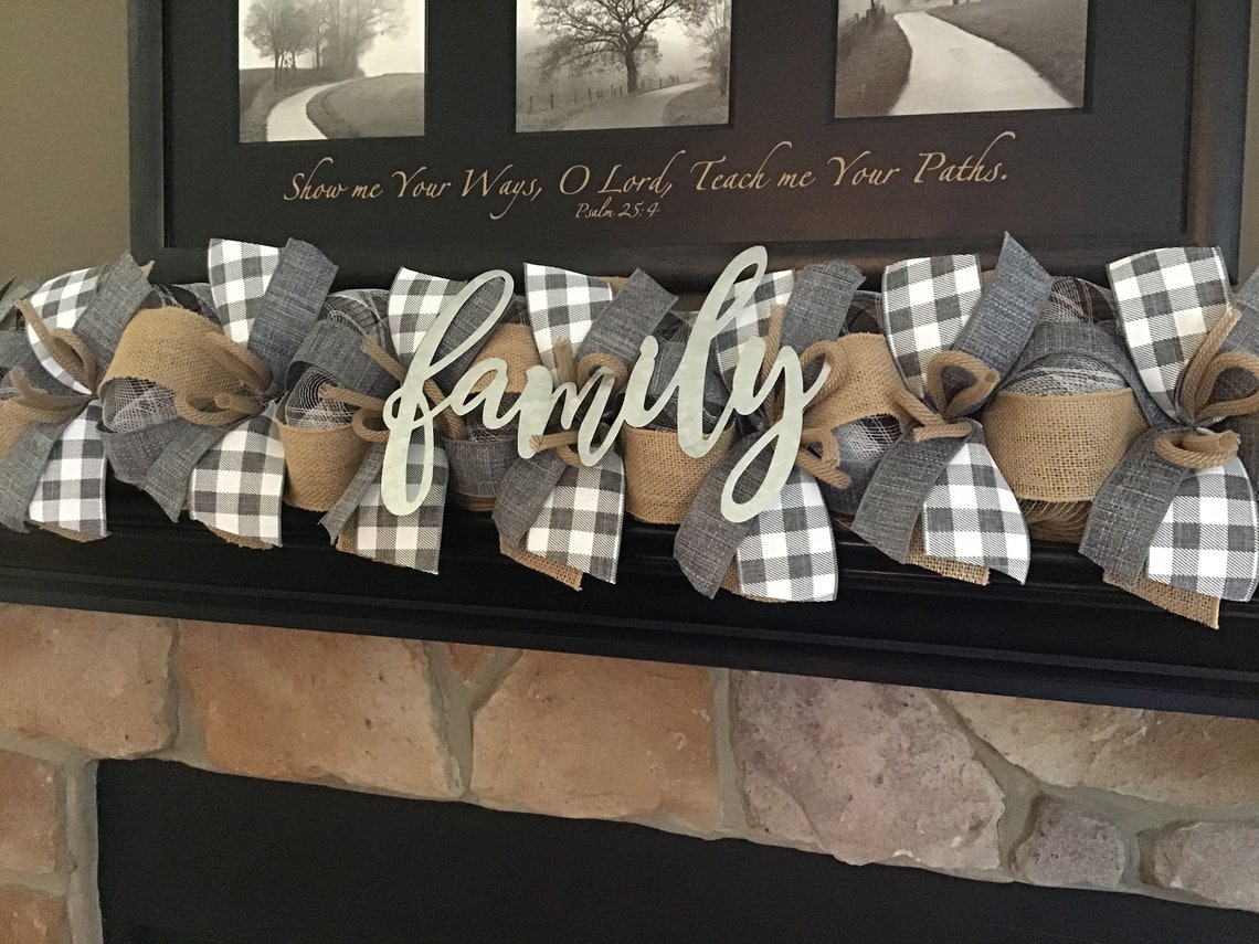 Farmhouse Decor Farmhouse Garland Buffalo Plaid Decor Gray - Etsy