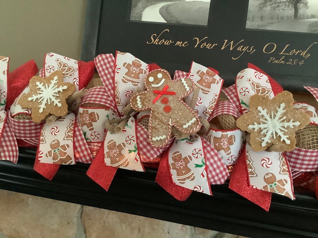Christmas Garland, Gingerbread Decoration, Mantle Garland, Peppermint ...