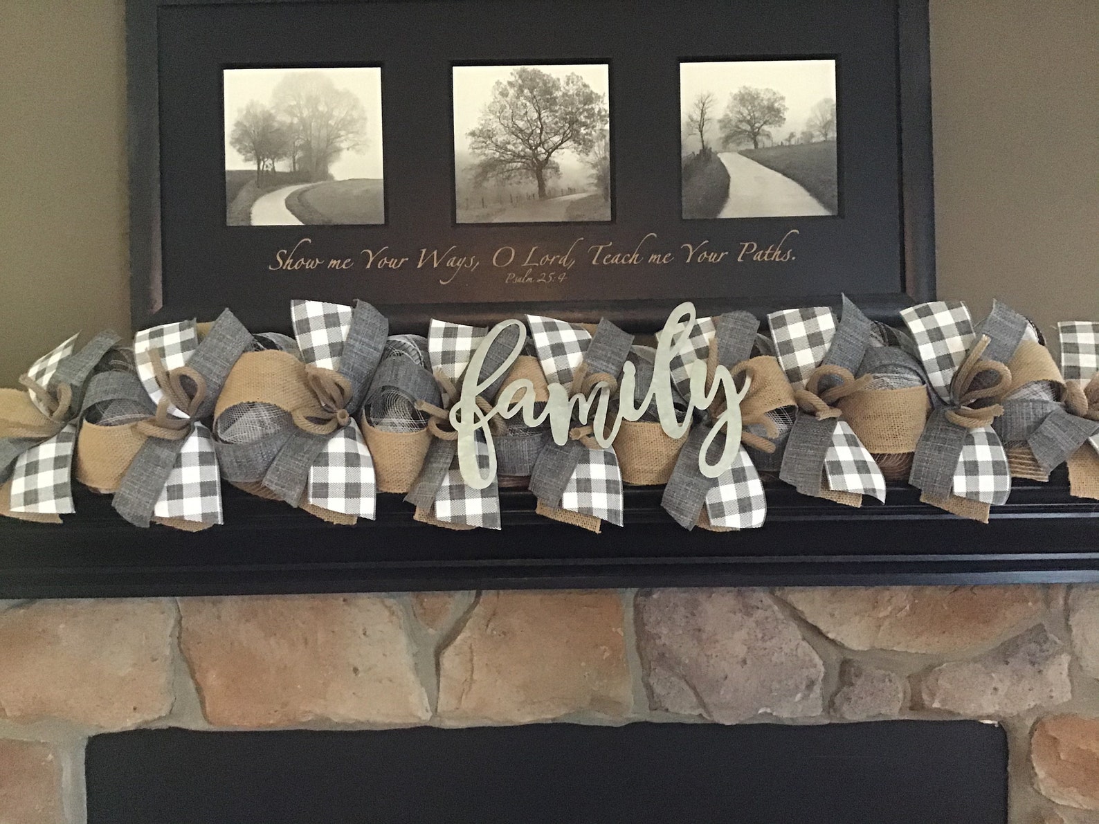 Farmhouse Decor Farmhouse Garland Buffalo Plaid Decor Gray - Etsy