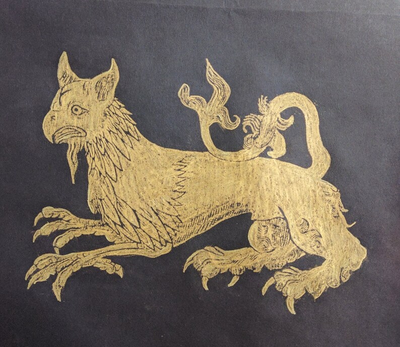 Medieval Griffin, Handmade Brass Rubbing, Grave Rubbing, Historical Art ...