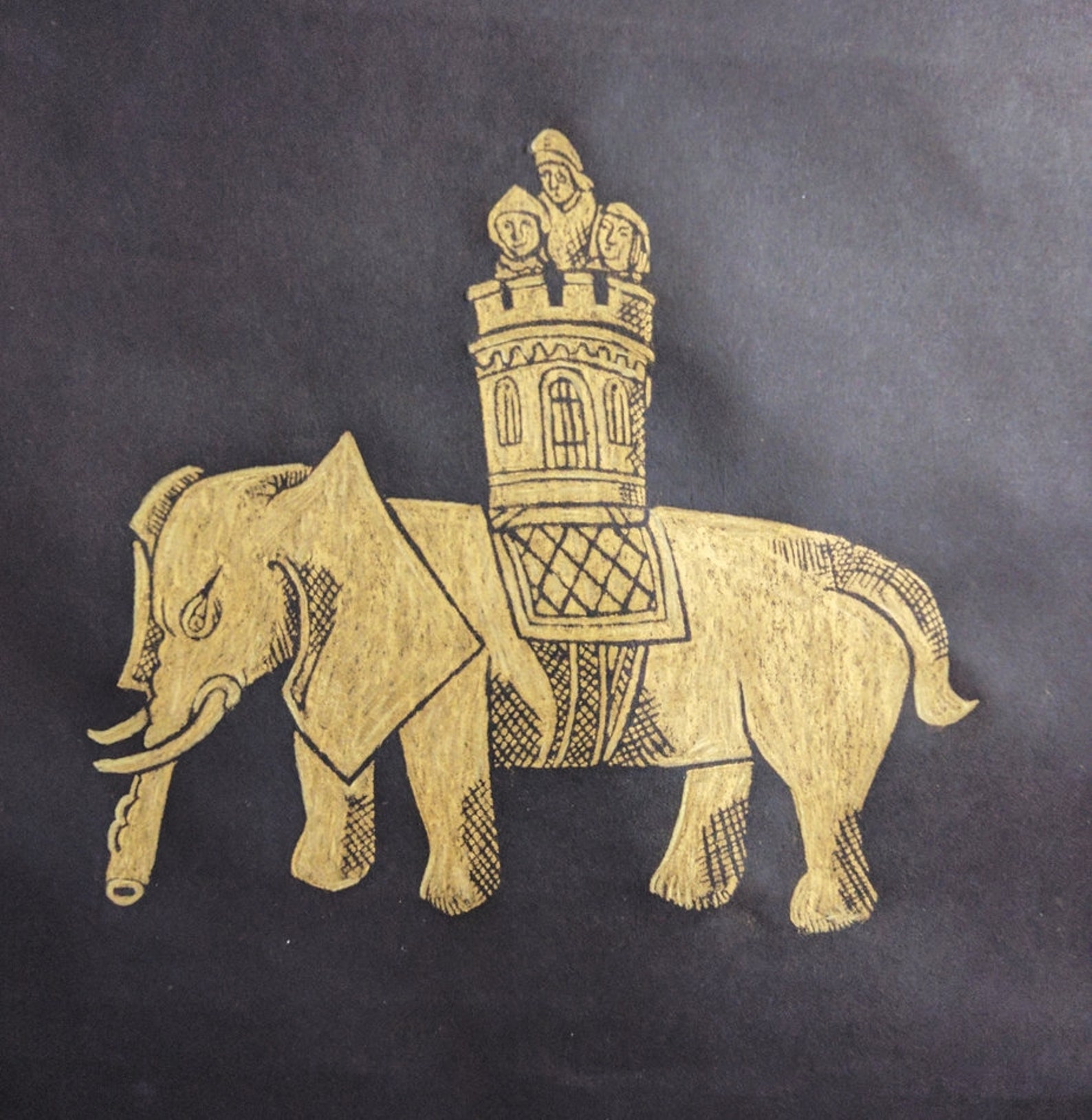 Medieval Elephant and Riders, Handmade Brass Rubbing, Grave Rubbing ...