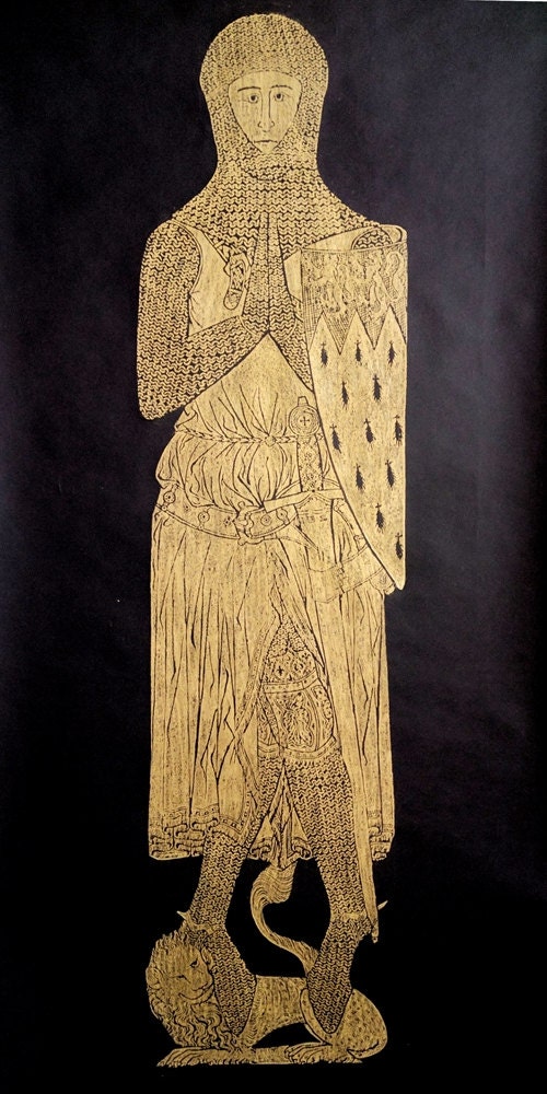 Sir Robert D'bures, Handmade Brass Rubbing, Grave Rubbing, Historical ...