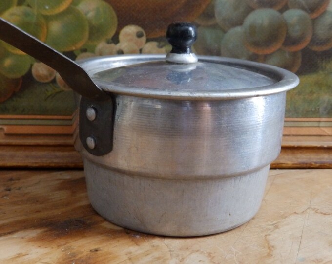 Vintage Small Aluminum Cooking Pot Pan With Lid and Steel Handle ...