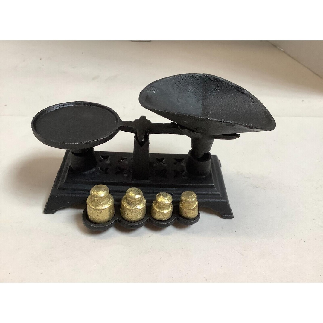 1970s Cast Iron Miniature Balance Scale With Brass Weights-new NOS - Etsy