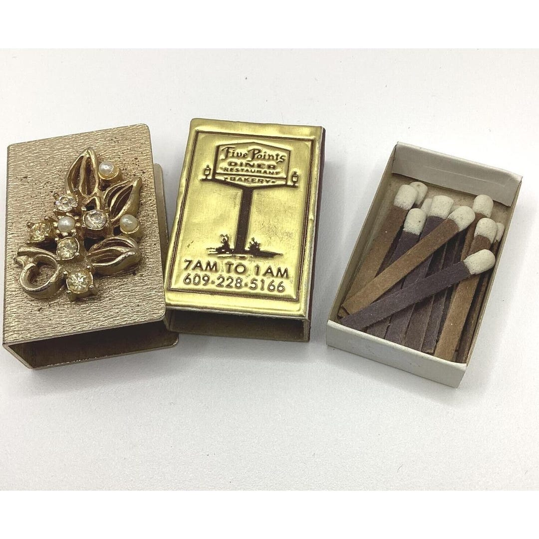 1960s Flower Match Box Cover Gold Tone With Advertising Matchbox - Etsy