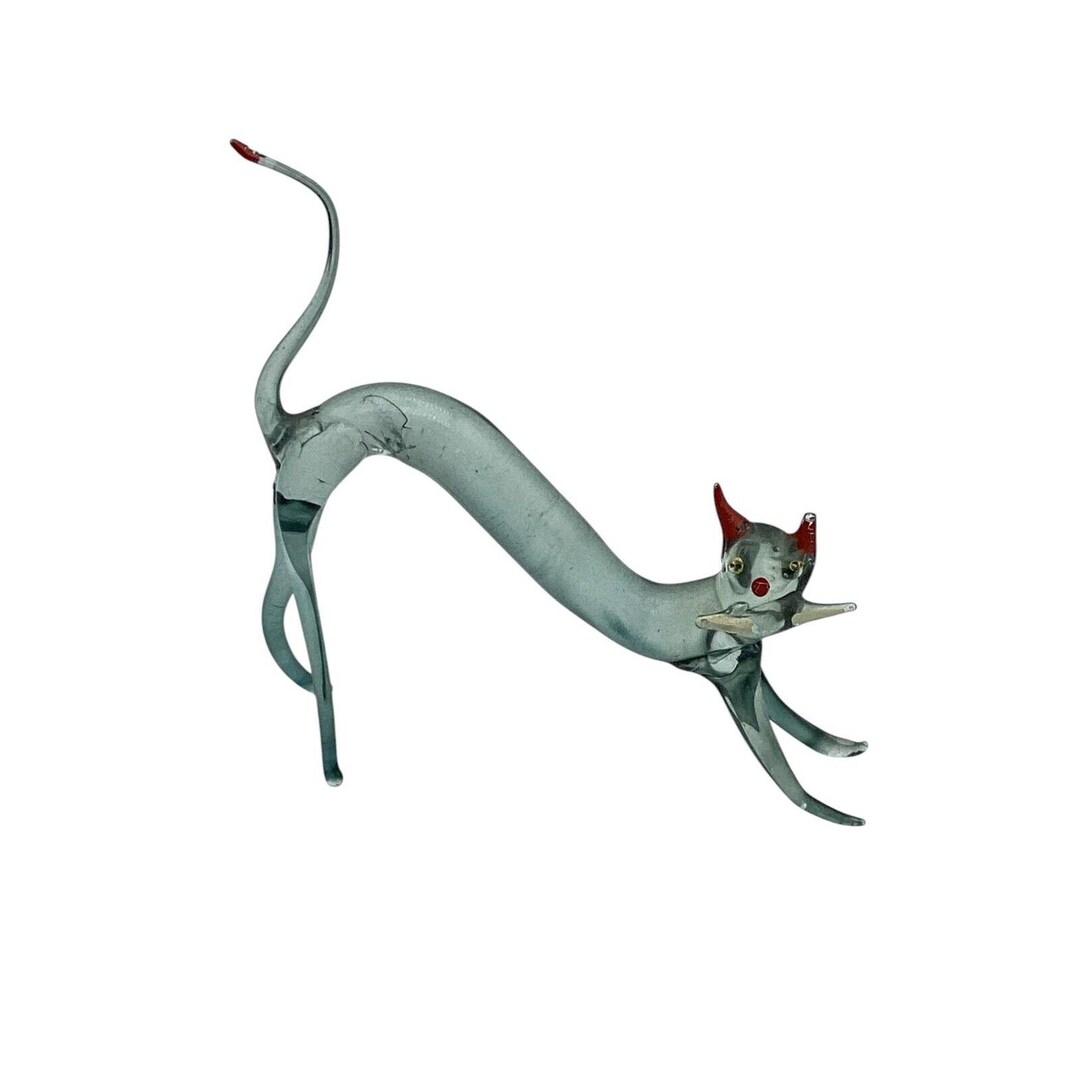 Vintage Cat Arched Back Pouncing Figurine Hand Blown Art Glass - Etsy