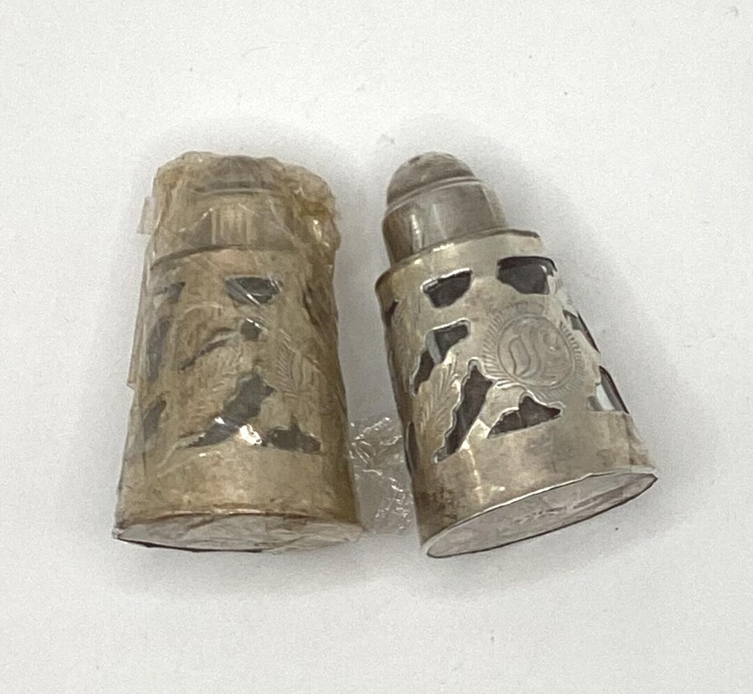 Mexican Sterling Silver Overlay Salt & Pepper Shaker Set, Mid-century ...