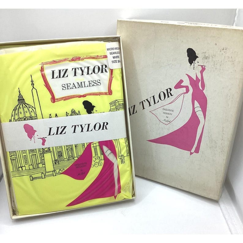 1960s Liz Tylor Micro Mesh Seamless Nylon Garter Stockings-6 Pr White ...