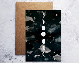 Moon Greeting Card | Etsy