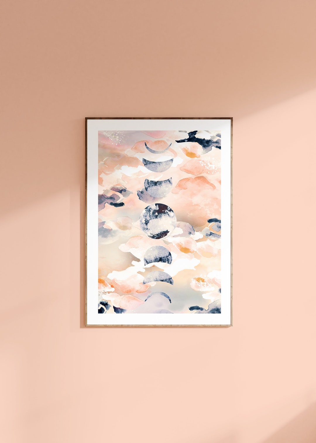 Dusty Sherbet Phases of the Moon Giclée Art Print A4/A3/A2 - Etsy