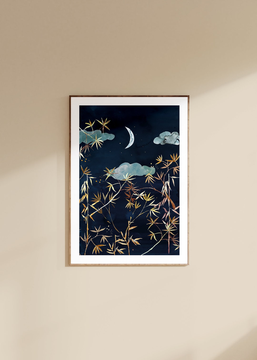 Waxing Crescent Sickle Moon Giclée Art Print Moon Phase Fine Art Print ...