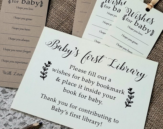 Baby's First Library 5x7 Sign Bring a Book Baby Shower Book Request ...
