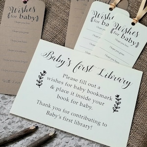 Baby's First Library 5x7 Sign - Bring a Book Baby Shower - Book Request ...