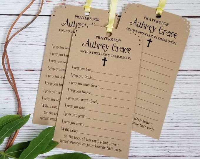 Set of 12 Handmade First Holy Communion Prayer Cards Wishing Tree Tags ...