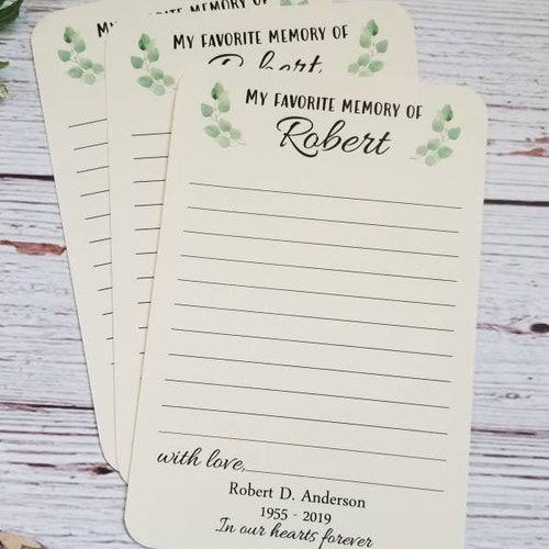 Handmade Memorial Share a Memory Cards Memorial Cards - Etsy