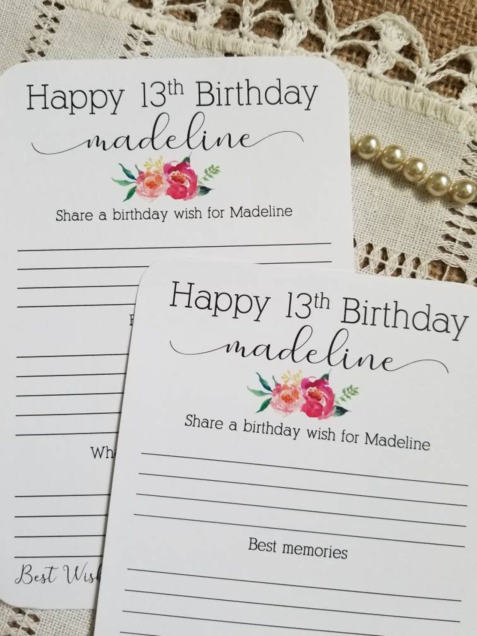 Set of 12 Happy Birthday Wishes Cards for Birthday Party / Handmade and ...