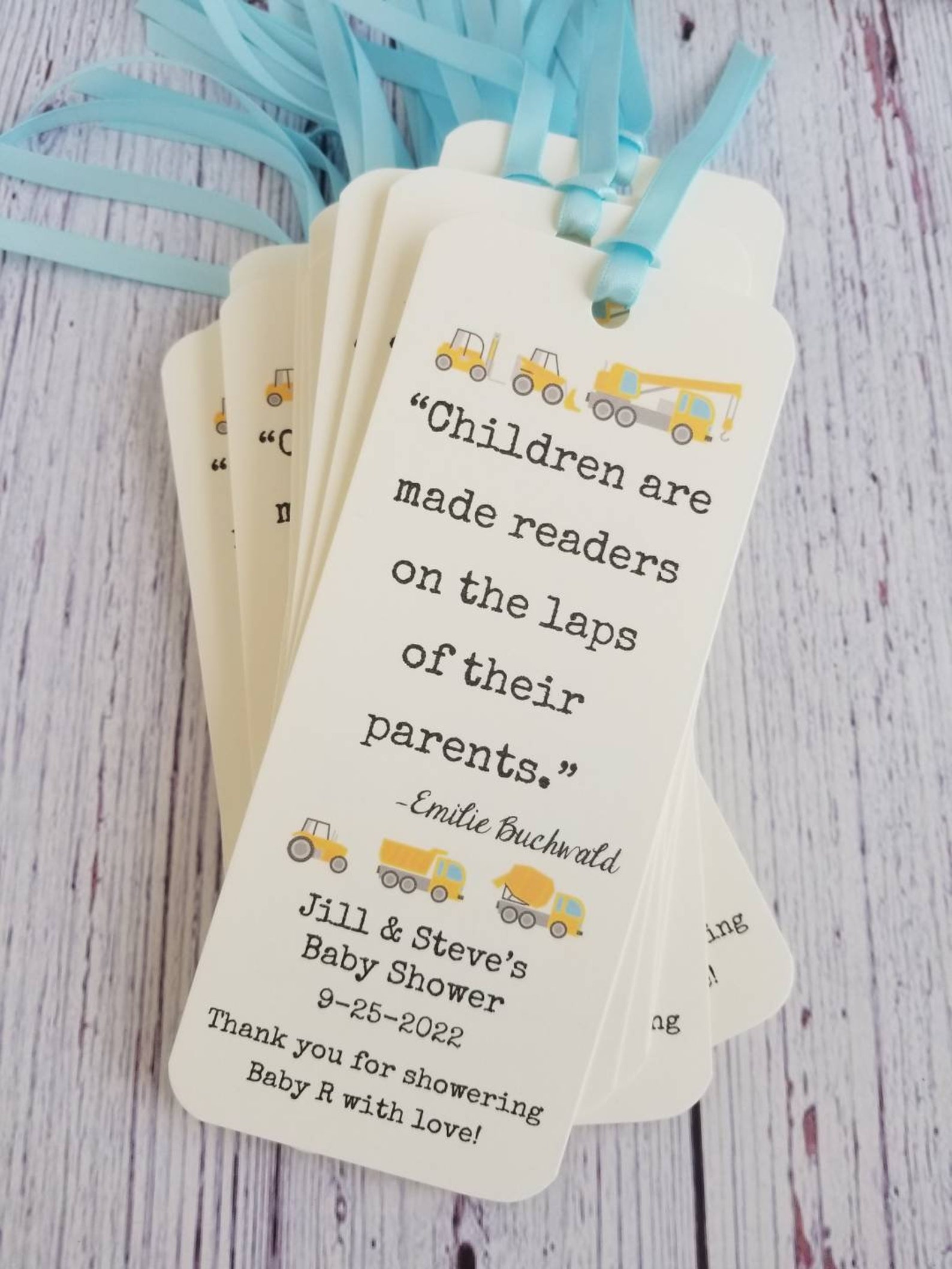 Set of 8 Handmade Construction Truck Theme Bookmark Favors Children ...