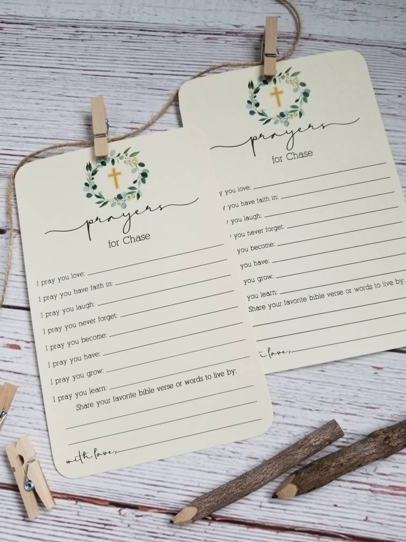 Handmade Baby Baptism Prayer Cards - Prayers for Baby - Blessing Ring ...