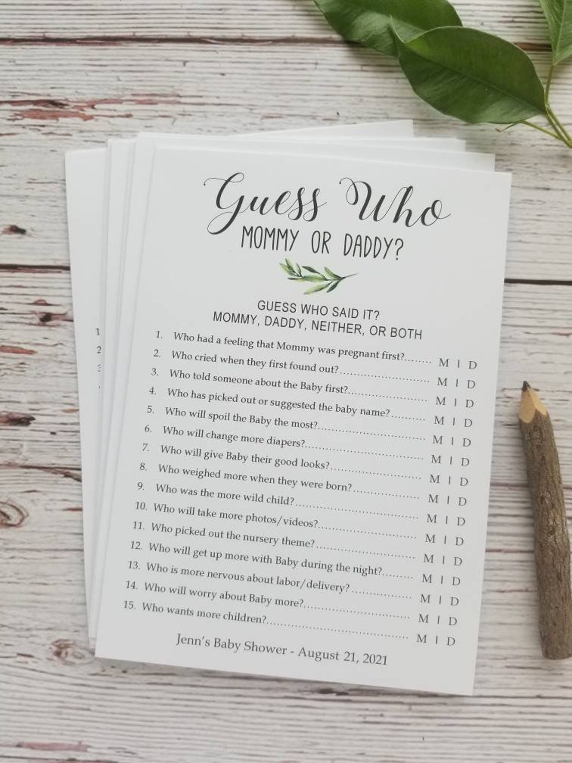 Set of 12 Handmade Guess Who Baby Shower Game / Personalized / | Etsy