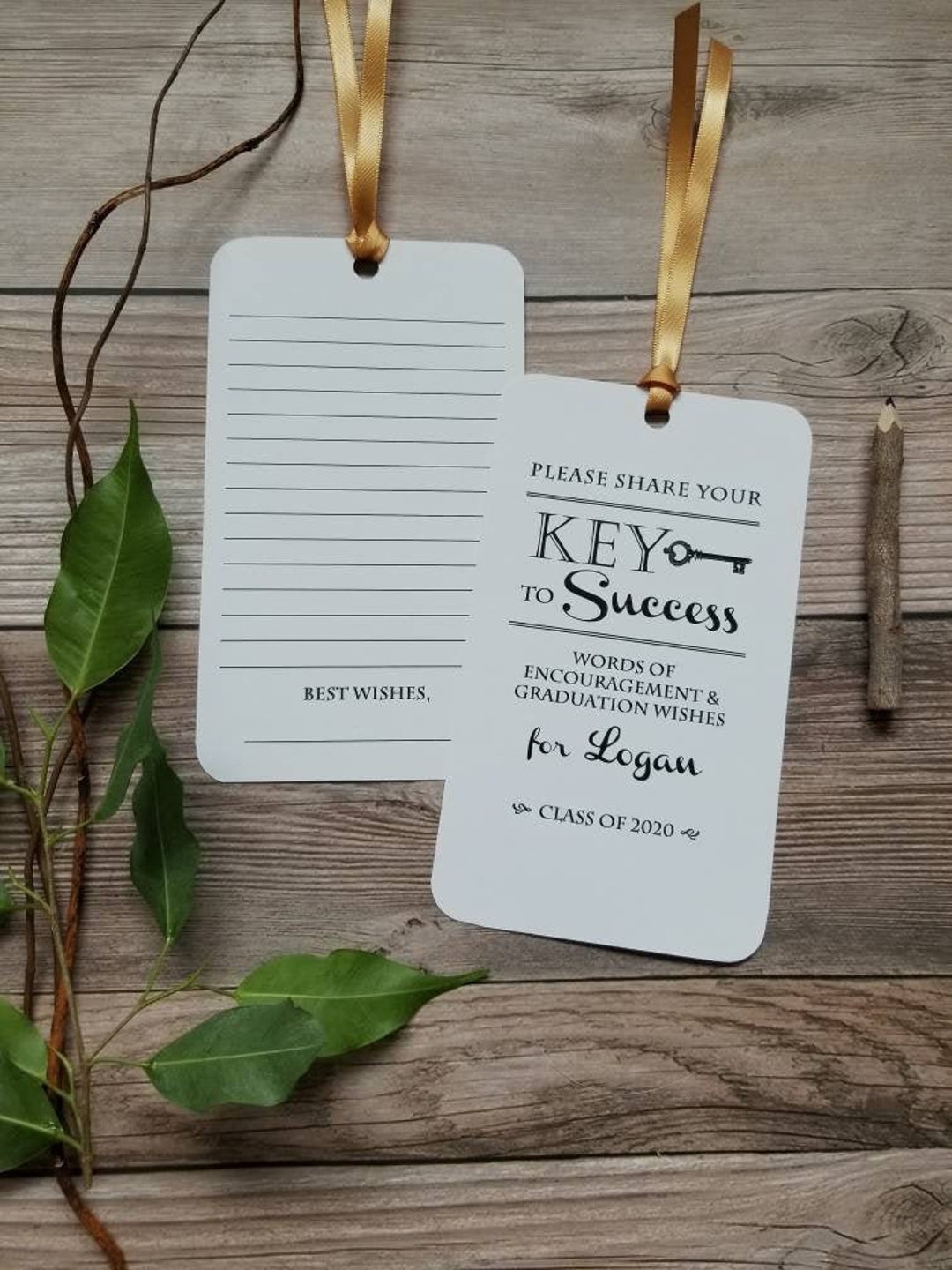 Set of 12 Graduation Wish Tags Graduation Advice Tags Key to Success ...