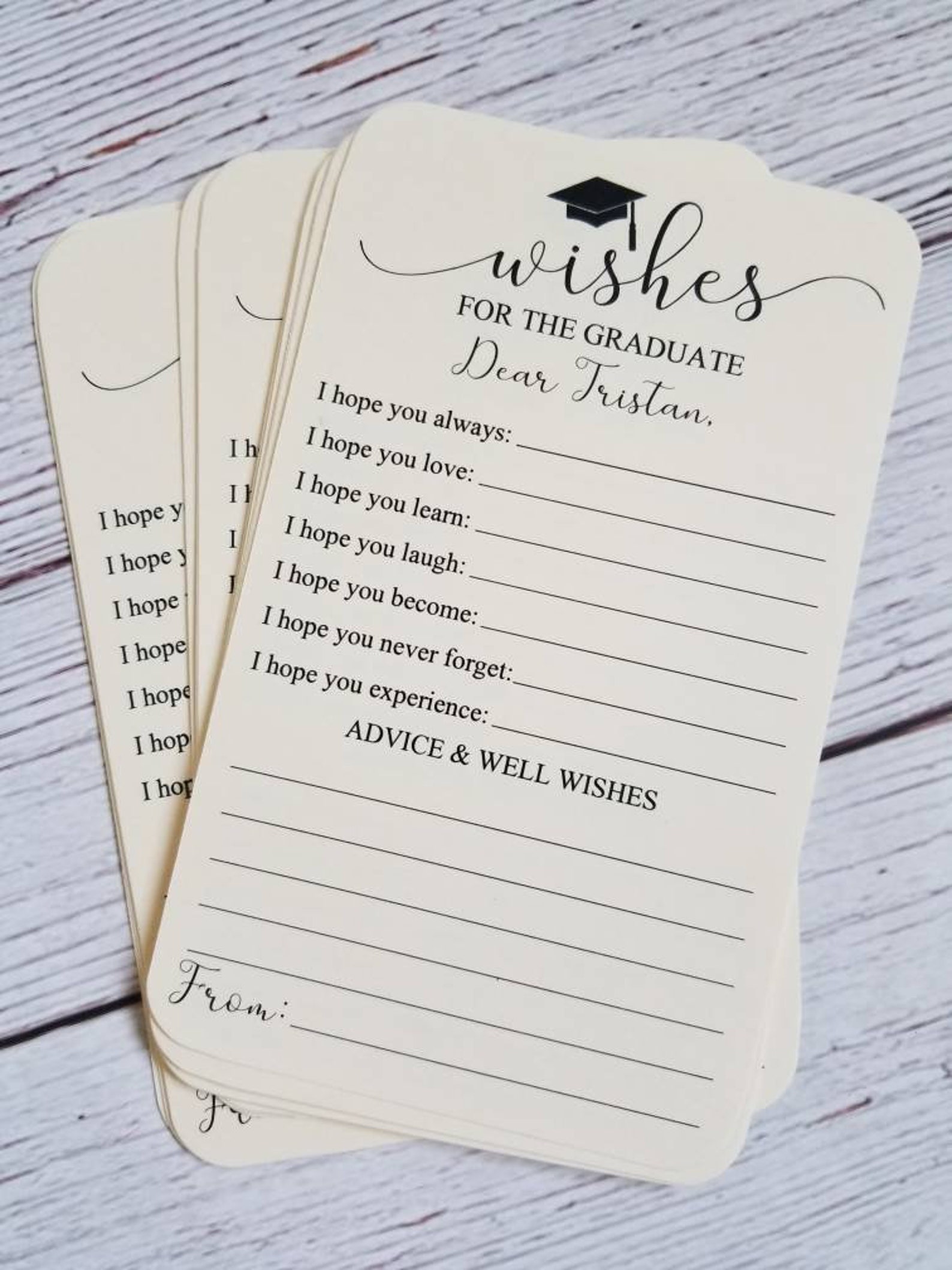 Set of 12 Graduation Wishes Cards Advice Cards for - Etsy